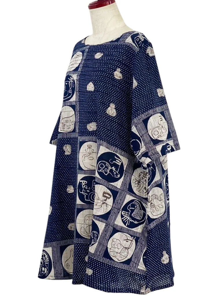 MONA LISA by Pure Fit - 253045-2-DB - Pintuck Tunic - Eto Print - Dark ...