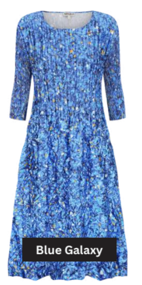Alquema 3/4 Sleeve Smash Pocket Dress - BLUE GALAXY – The Total Look