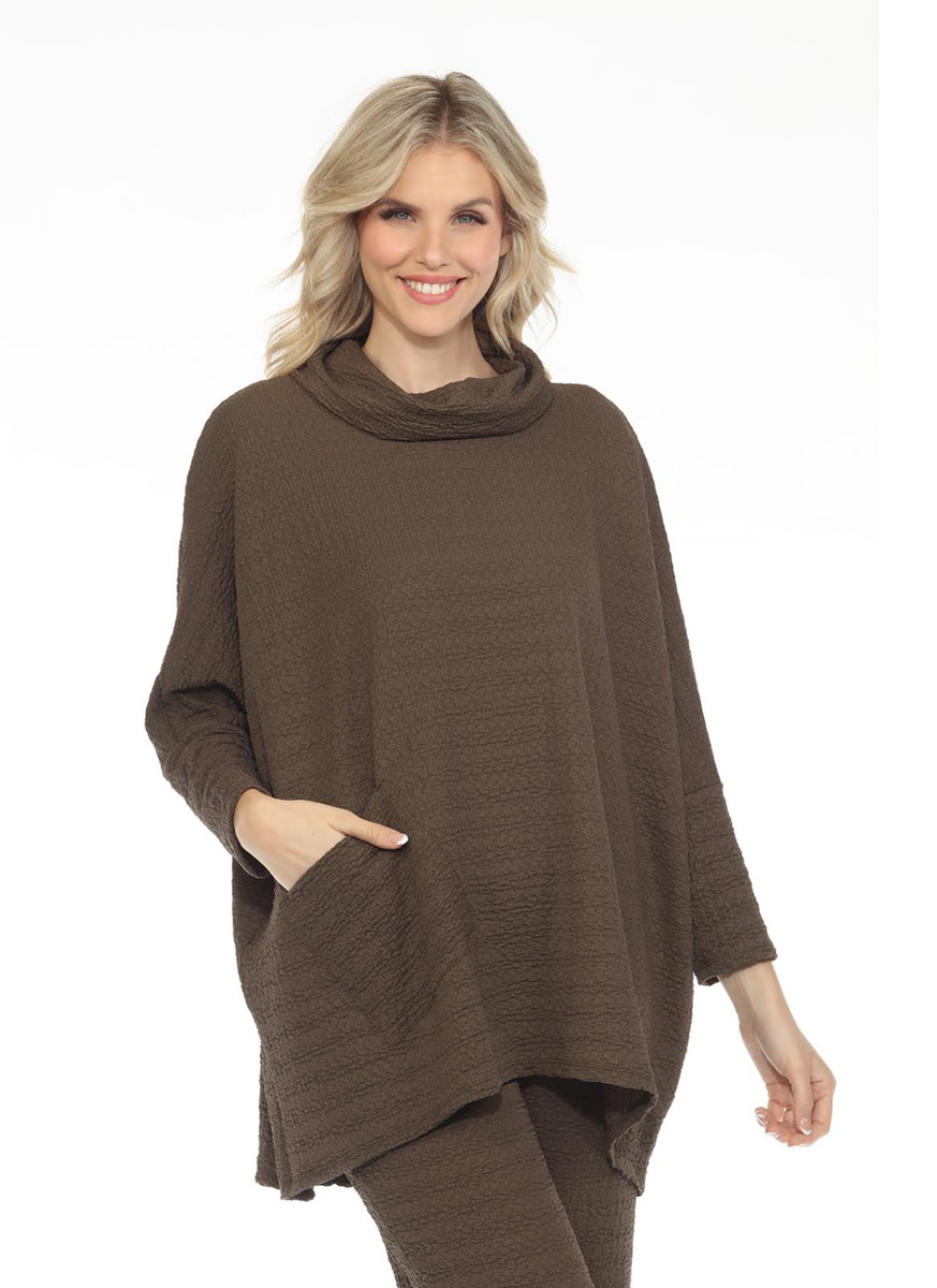 INOAH "Olive" - Solid Cowl Neck Pocket Top – The Total Look